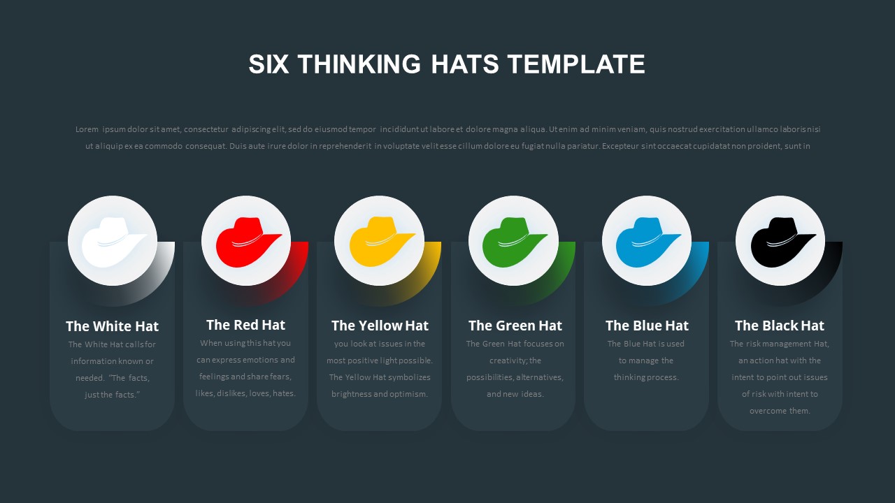 Six Thinking Hats PowerPoint Template | Slidebazaar