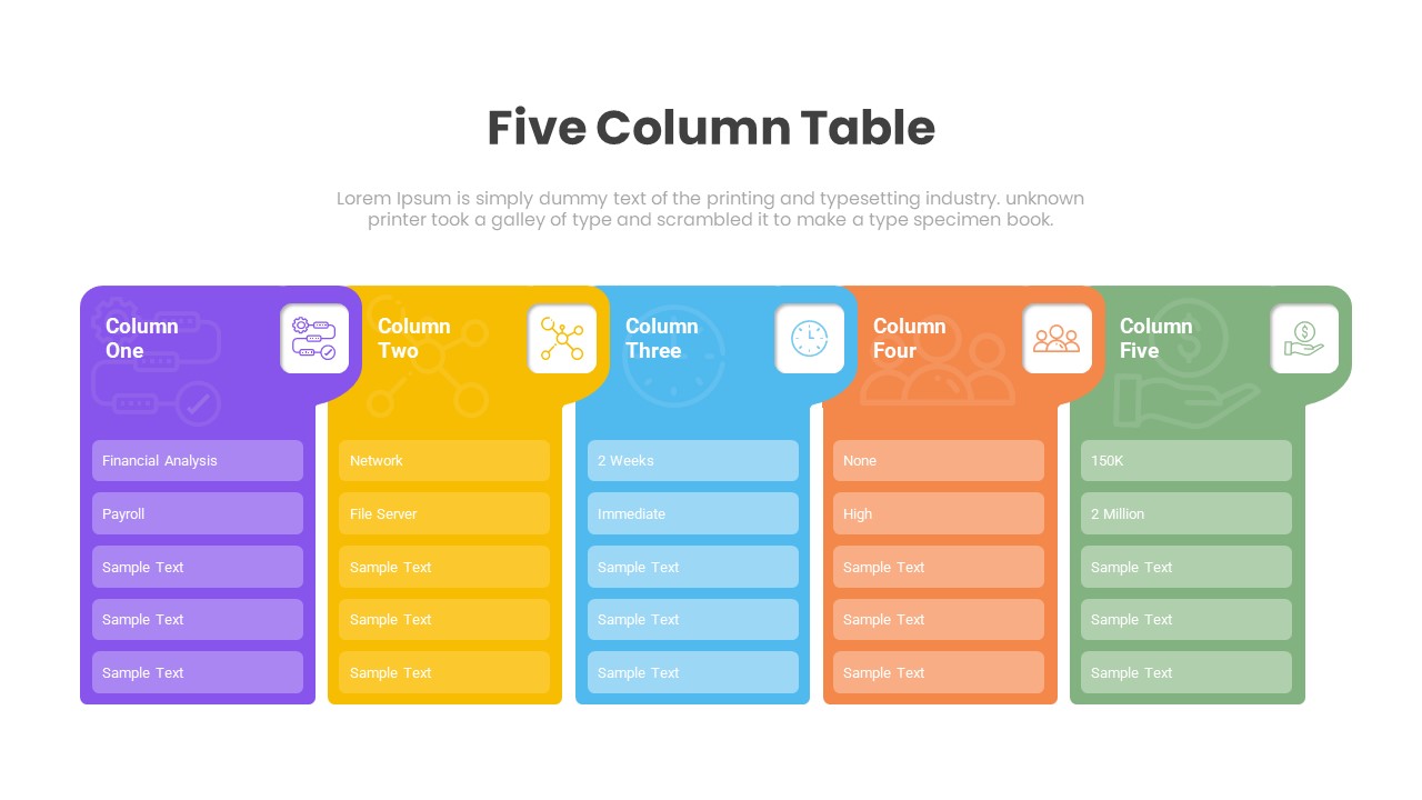5 Column Infographic Template SlideBazaar