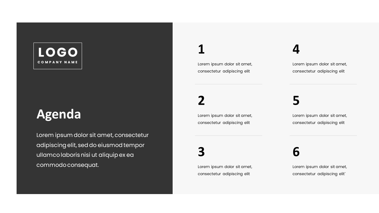 Meeting Agenda Template in Black and White | Slidebazaar