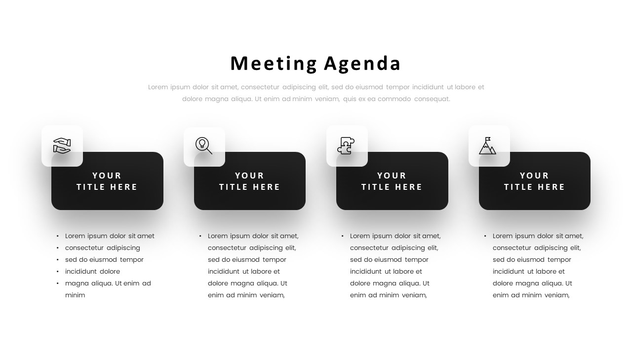 Meeting Agenda Template in Black and White | Slidebazaar