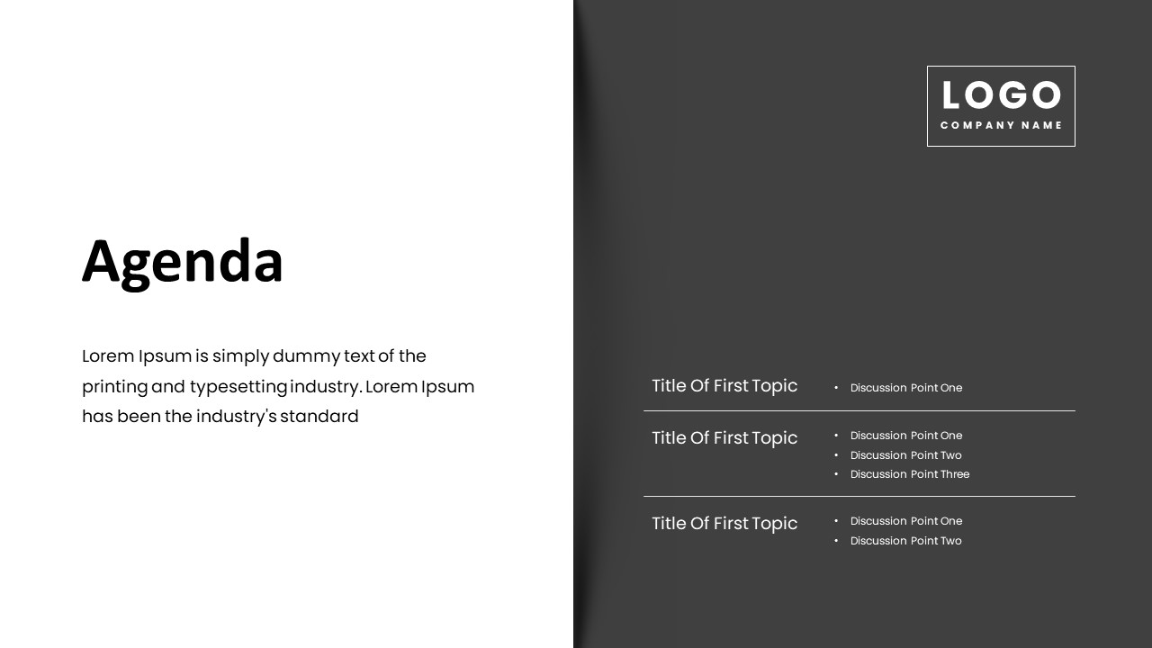 Meeting Agenda Template in Black and White | Slidebazaar