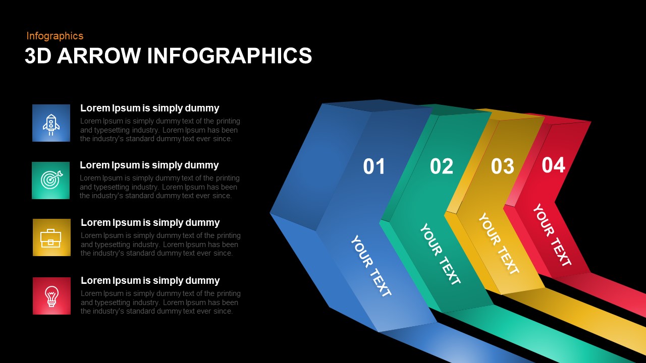 3D Infographic Arrow PowerPoint Template and Keynote Slide