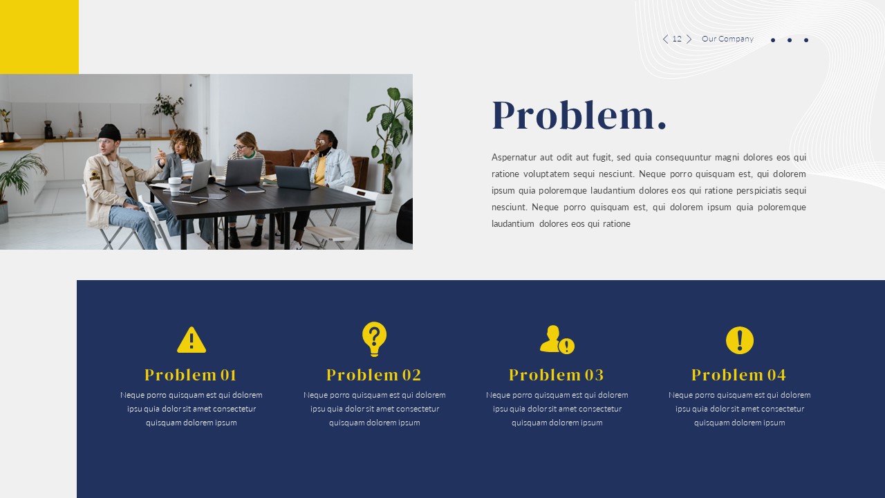 Blue Yellow And White Theme Powerpoint Template | Tricolor Slides