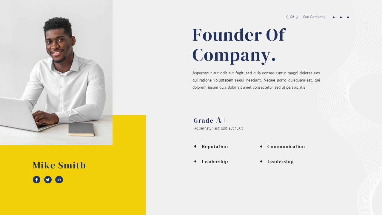 Blue Yellow And White Theme Powerpoint Template | Tricolor Slides