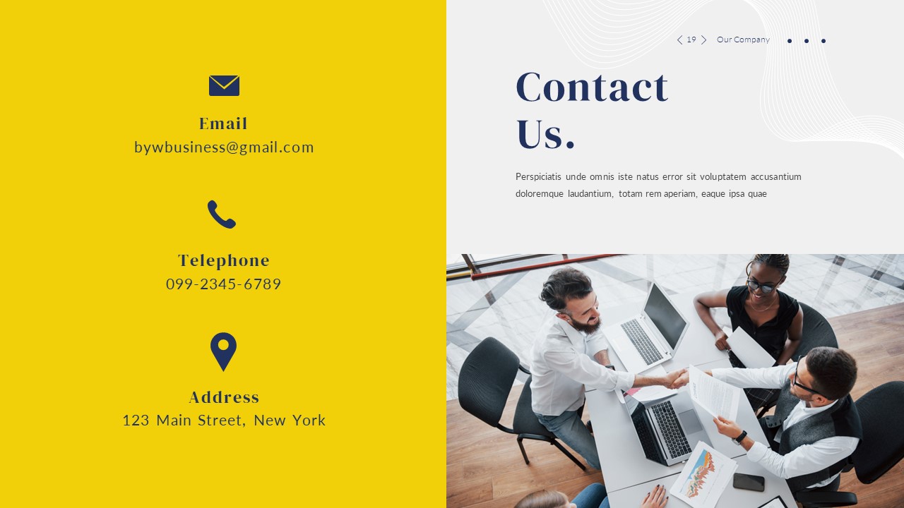 Blue Yellow And White Theme Powerpoint Template | Tricolor Slides