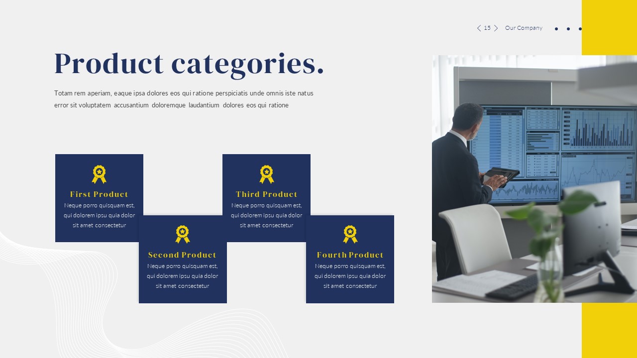 Blue Yellow And White Theme Powerpoint Template | Tricolor Slides