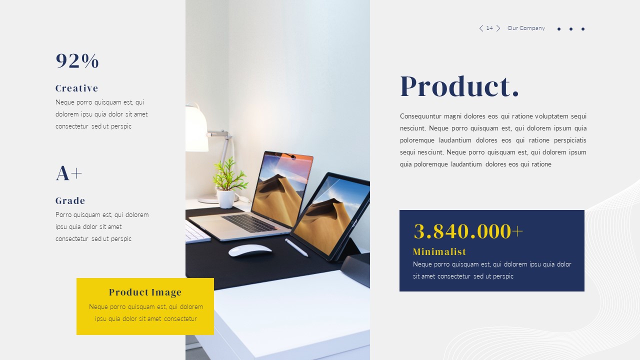Blue Yellow And White Theme Powerpoint Template | Tricolor Slides