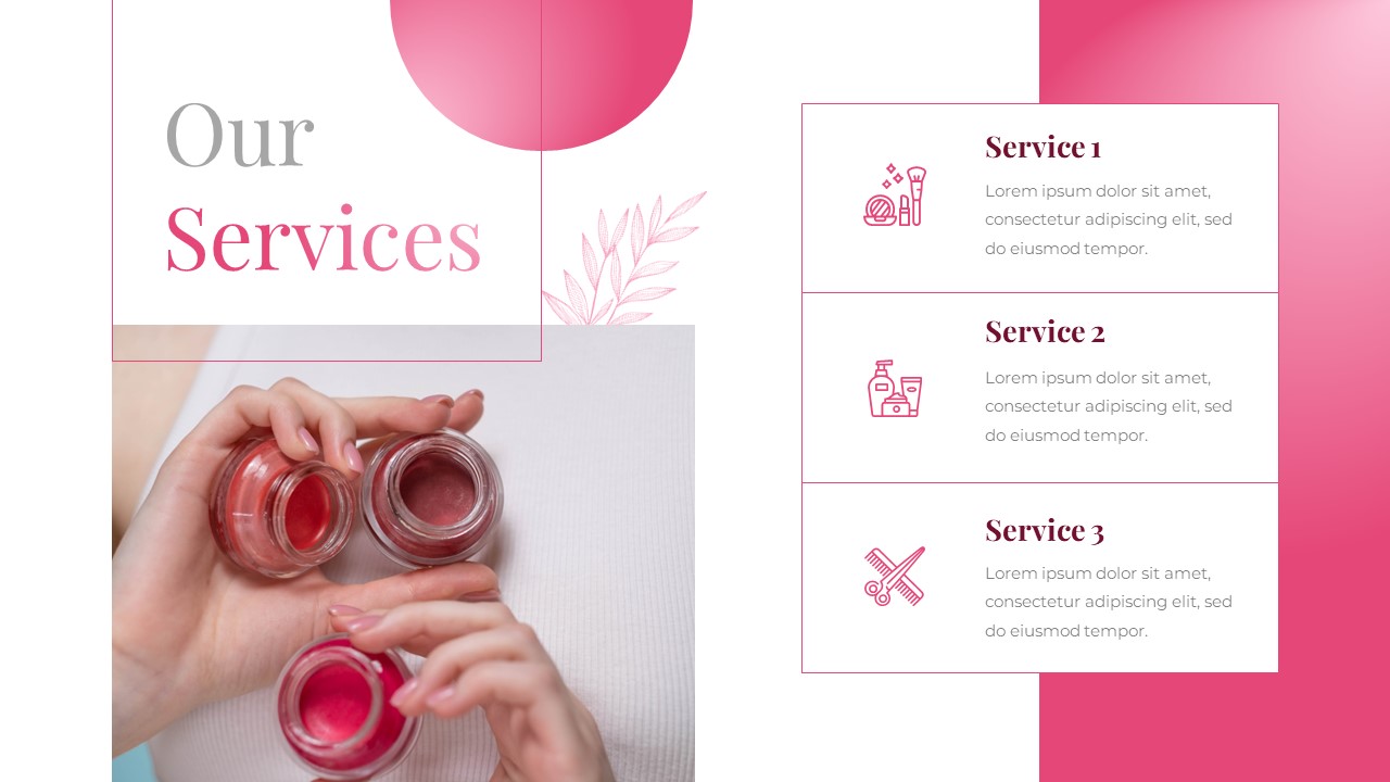 Pink And White Theme Powerpoint Template 4433