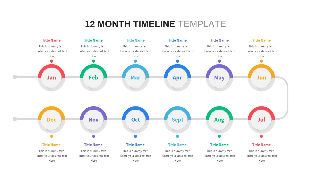 12 Month Timeline PowerPoint Template SlideBazaar