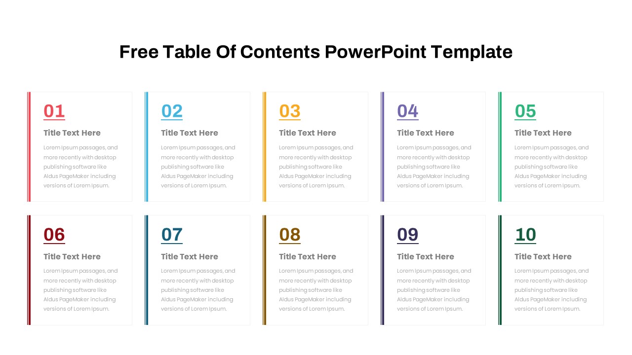 Powerpoint Table Of Contents Templates Free Infoupdate